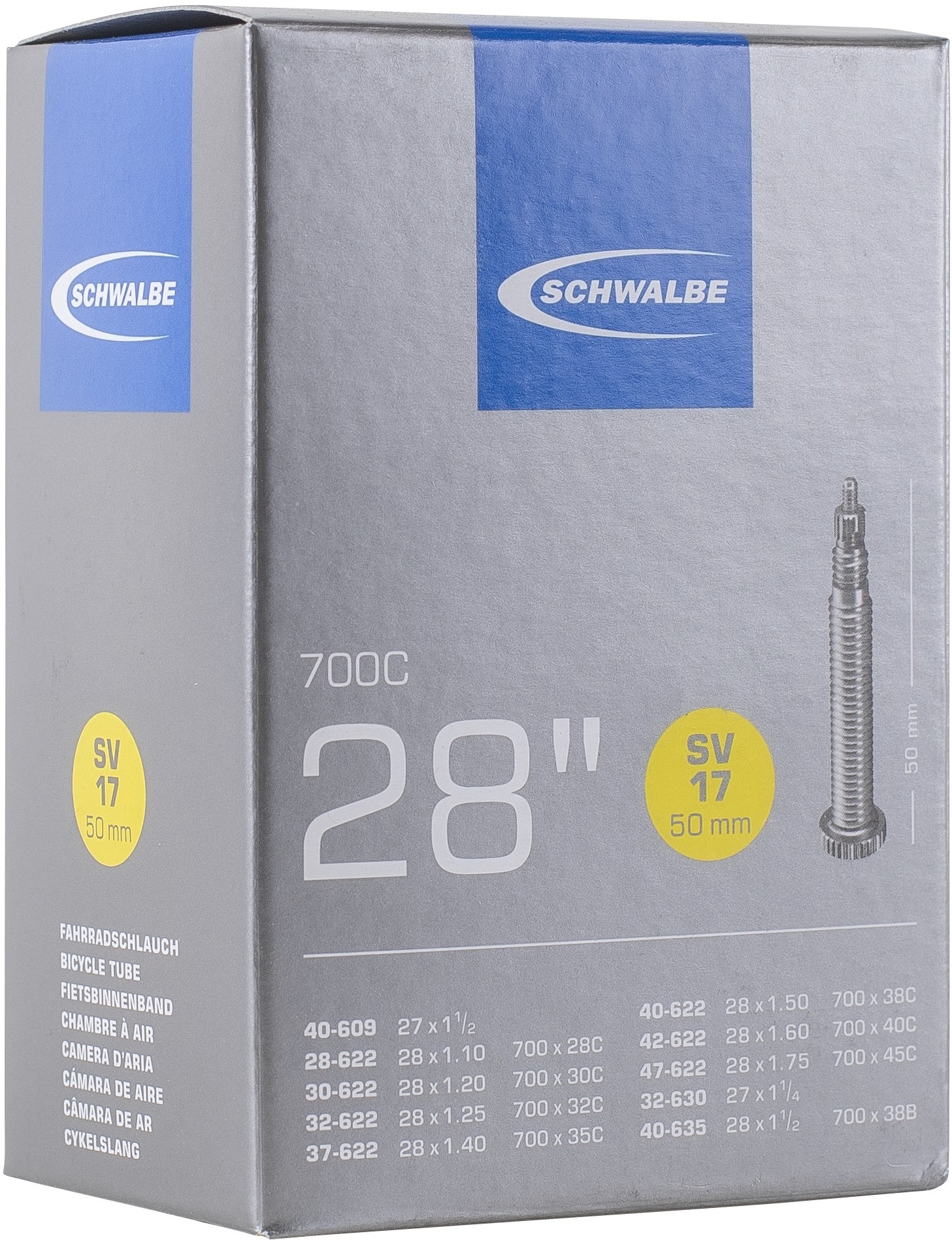 Schwalbe SV17 28"/700c Inner Tube 50mm Presta SV Valve | Tredz Bikes